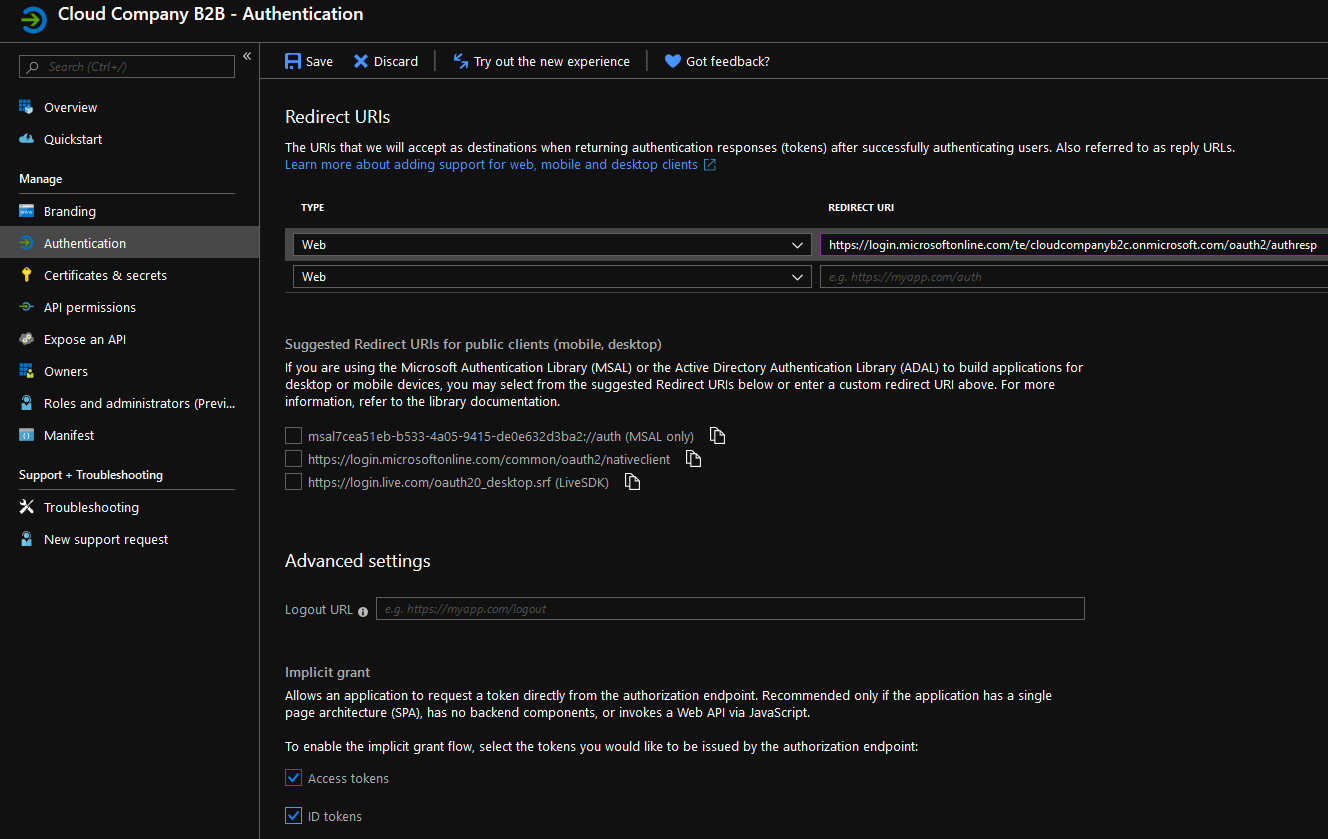 How to configure Azure AD B2C and B2B work together